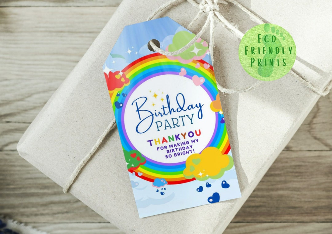 Editable Rainbow Favor Tags Rainbow Birthday Thank You Tags Colorful ...