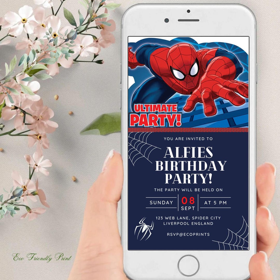 Editable Spider-man Birthday Evite: Digital Party Invitation (canva ...