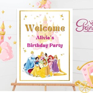Editable Princess Welcome Sign Princess Birthday Girl Princess Party ...