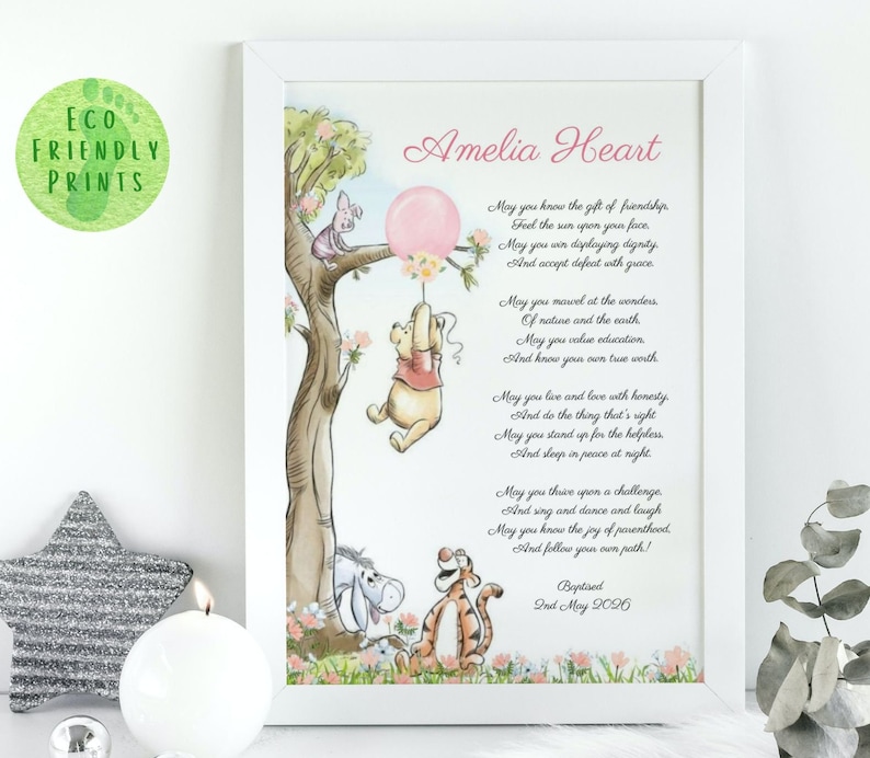 Pooh Bear Christening Poem Keepsake Personalised Christening - Etsy