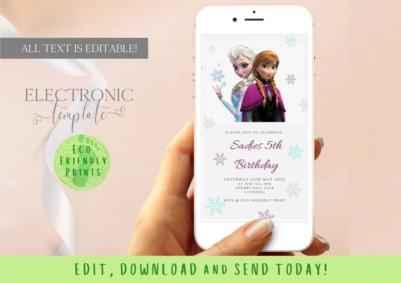 Frozen Electronic Birthday Invitation Frozen Phone Party - Etsy