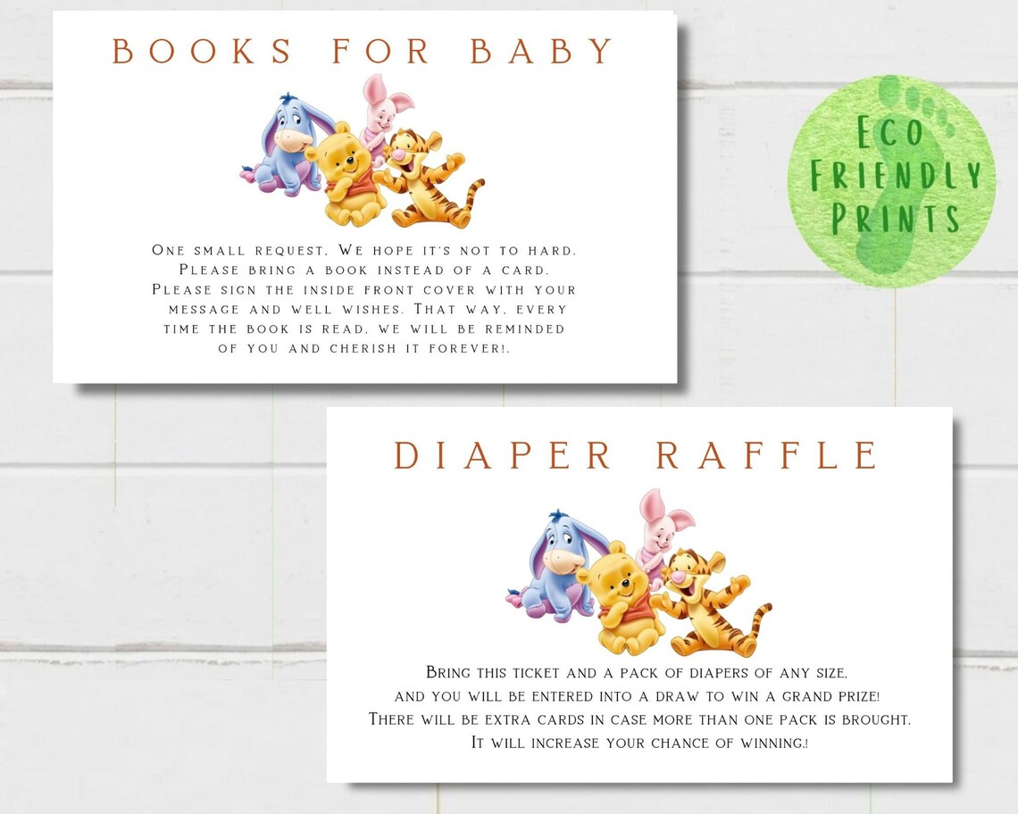 Winnie the Pooh Books for Baby & Diaper Raffle Card Inserts - Etsy