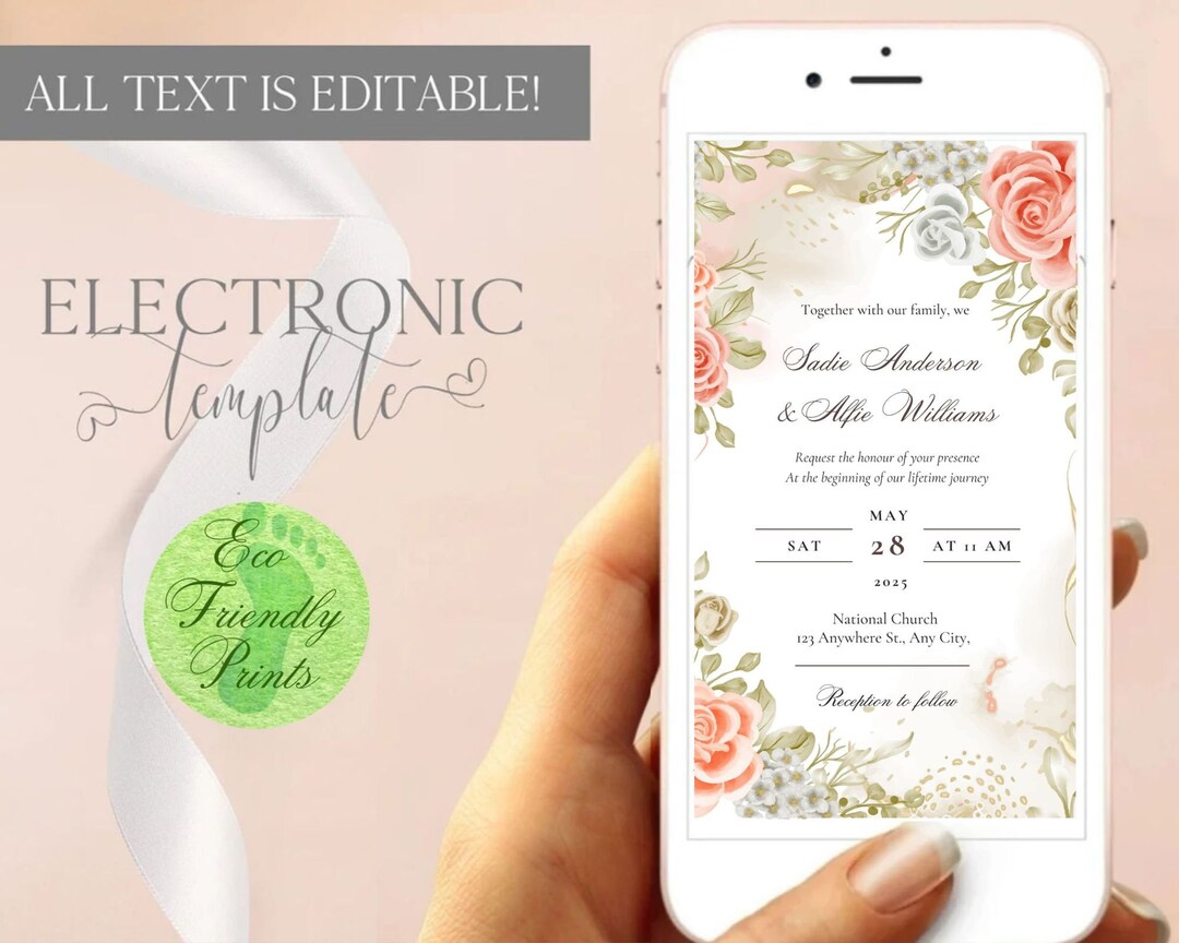Soft Pink Electronic Save the Date Template, Pink iPhone Save the Date ...