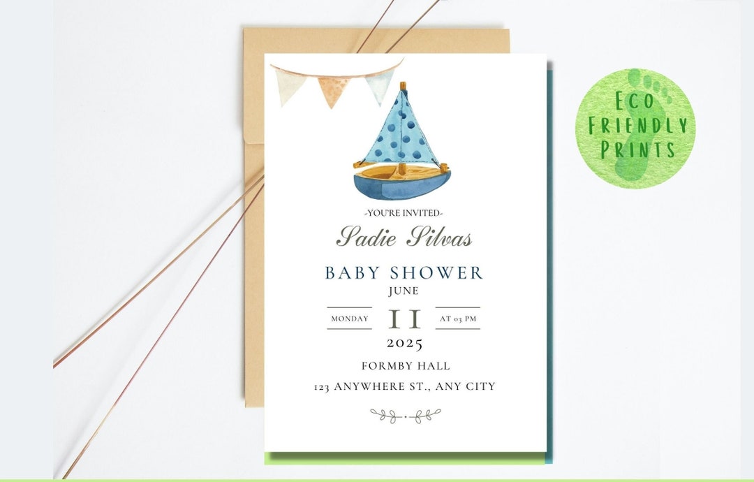 Nautical Baby Shower Invitation, Boat Baby Shower Editable Invite ...