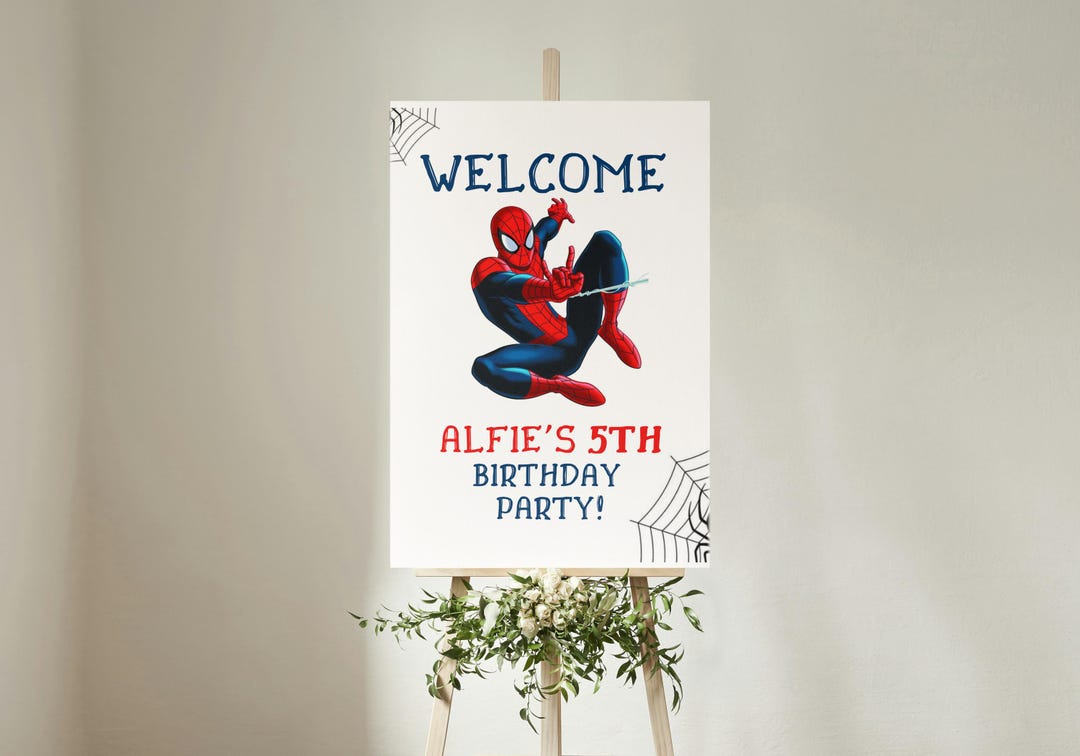 Spiderman Birthday Welcome Sign: Editable Party Poster (digital ...