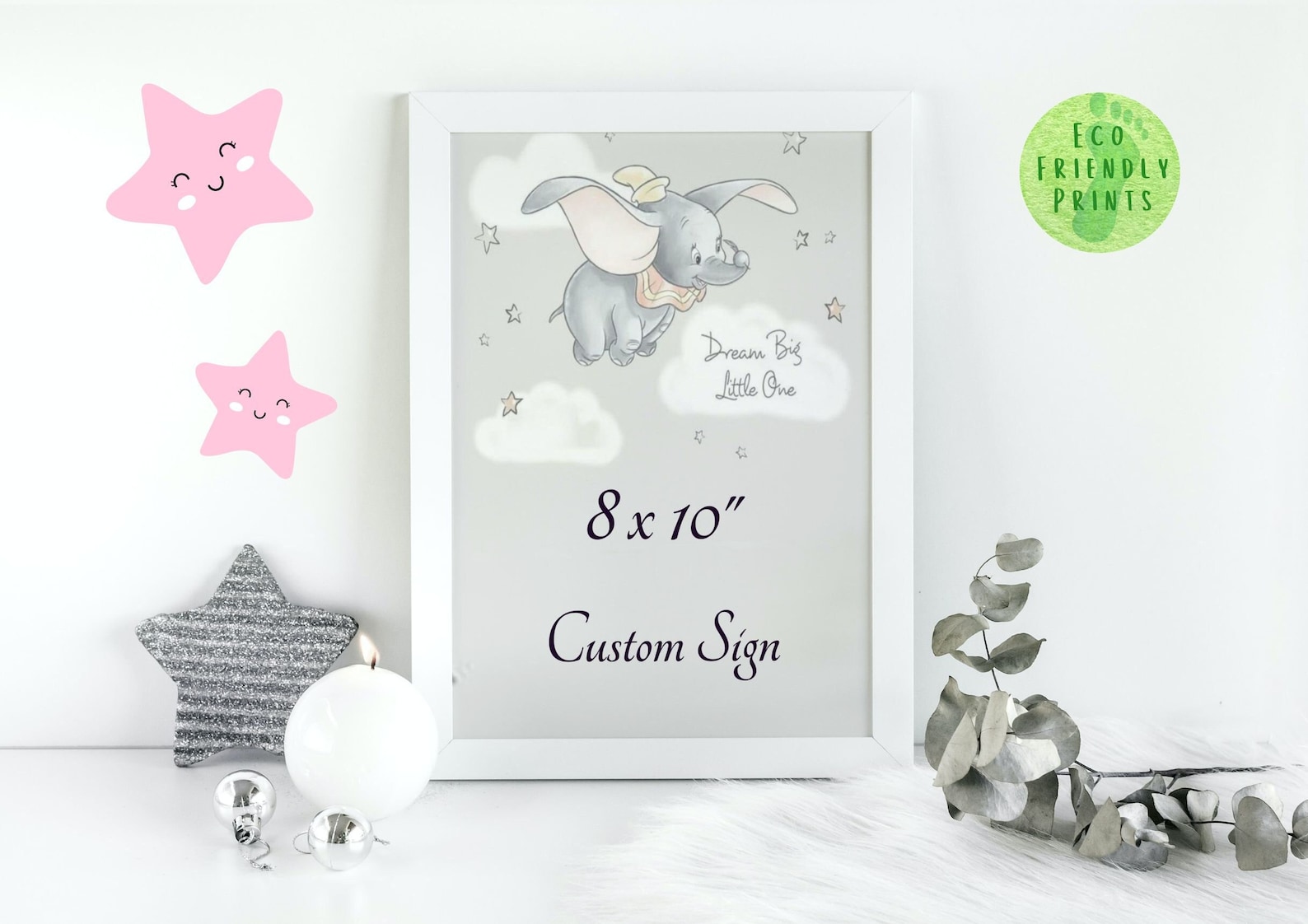 Pink Dumbo Custom Sign Template, Baby Girl Baby Shower Editable Sign ...