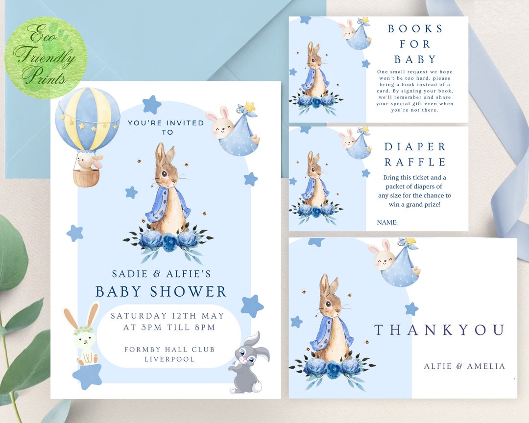 Editable Peter Rabbit Invitation, Gender Neutral Peter Rabbit Baby ...