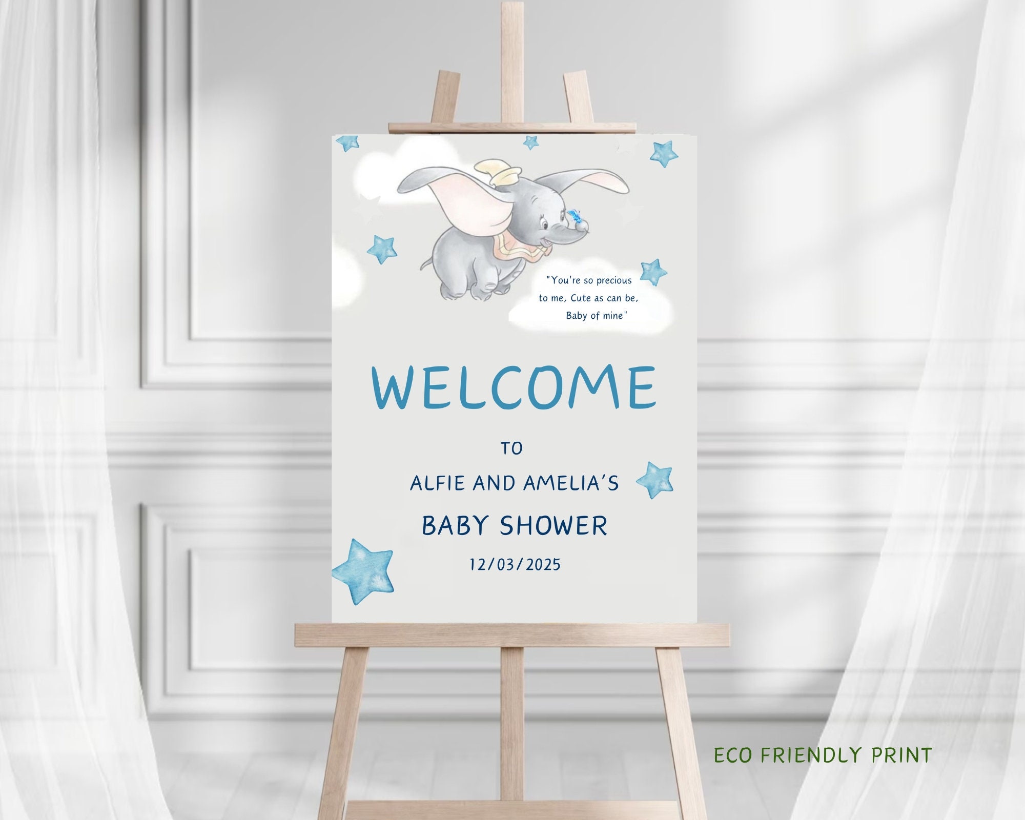 Editable Dumbo Baby Shower Welcome Sign Boy Dumbo Party Dumbo Decor ...
