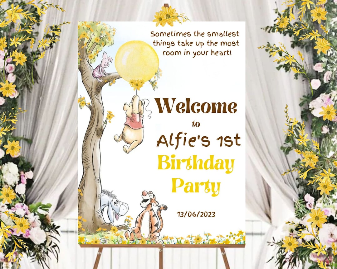 Editable Winnie the Pooh Welcome Sign Pooh Birthday Gender - Etsy