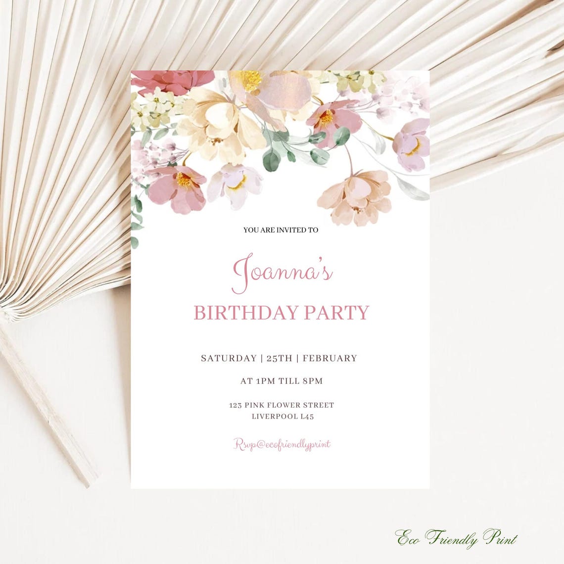 Wildflower Birthday Party Invitation, Wild Flower Birthday Invite, Any ...