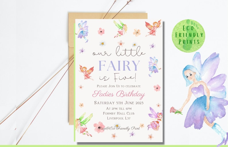 Editable Fairy Birthday Party Invitation Girl Magical Pixie Fairy Party ...