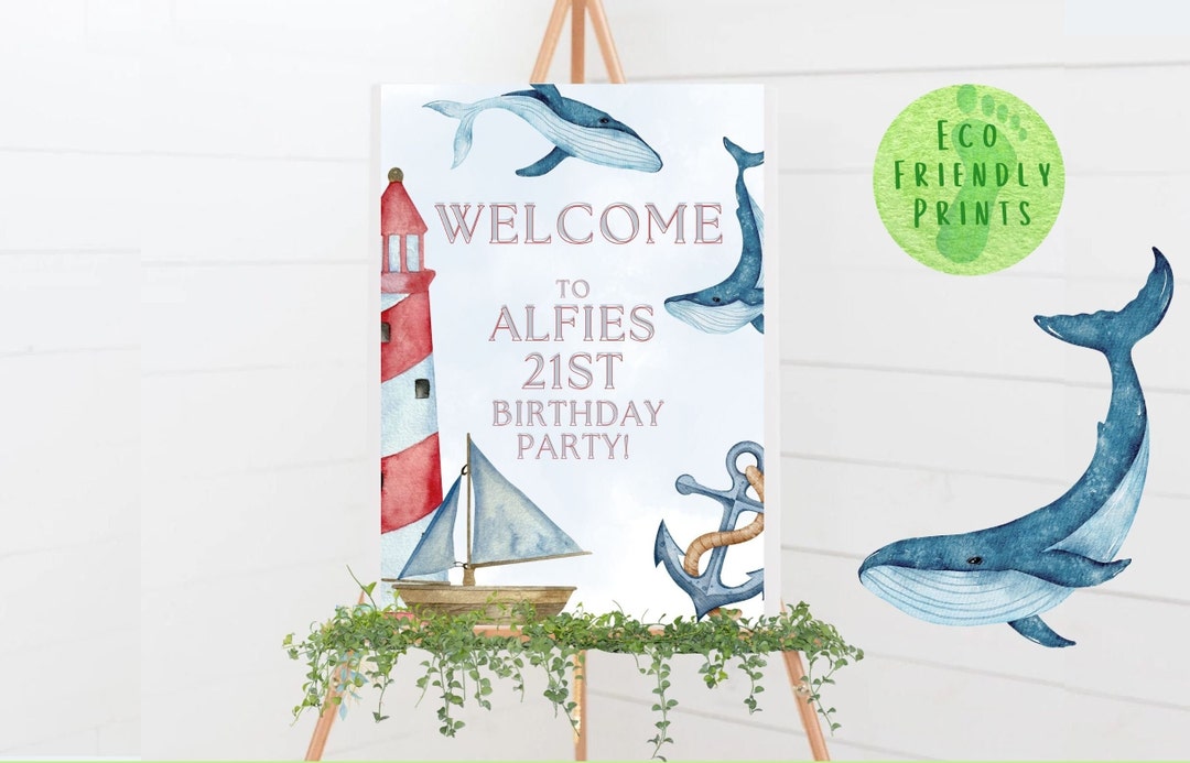 Editable Sail Boat Welcome Sign Sail Boat Birthday Boy Sail Boat Party ...