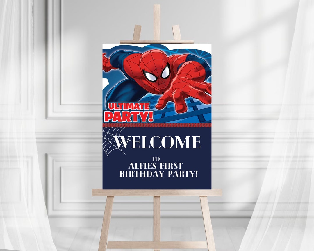 Editable Spiderman Birthday Welcome Sign: Superhero Party Decor ...