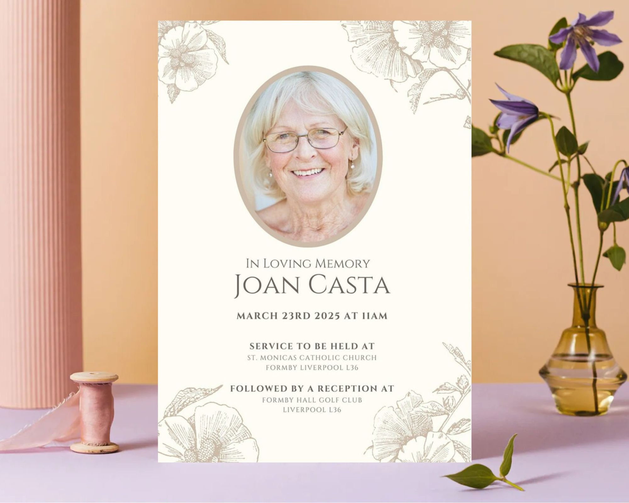 Funeral Evite, Digital Funeral Invitation, Electronic Funeral ...