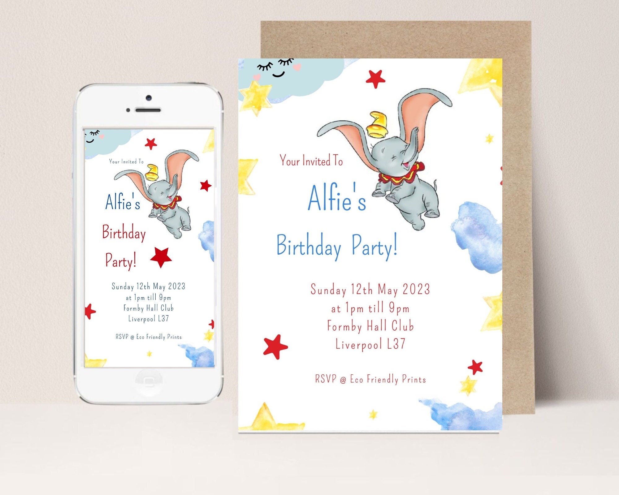 Dumbo Birthday Party Invitation, Dumbo Birthday Editable Invite ...