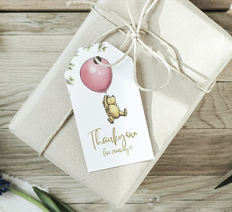 Winnie the Pooh Baby Shower Favor Tag Boy Pooh Bear Baby Shower Party ...