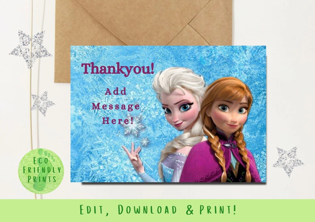 Editable Frozen Birthday Thank you card Frozen Note card - Etsy México