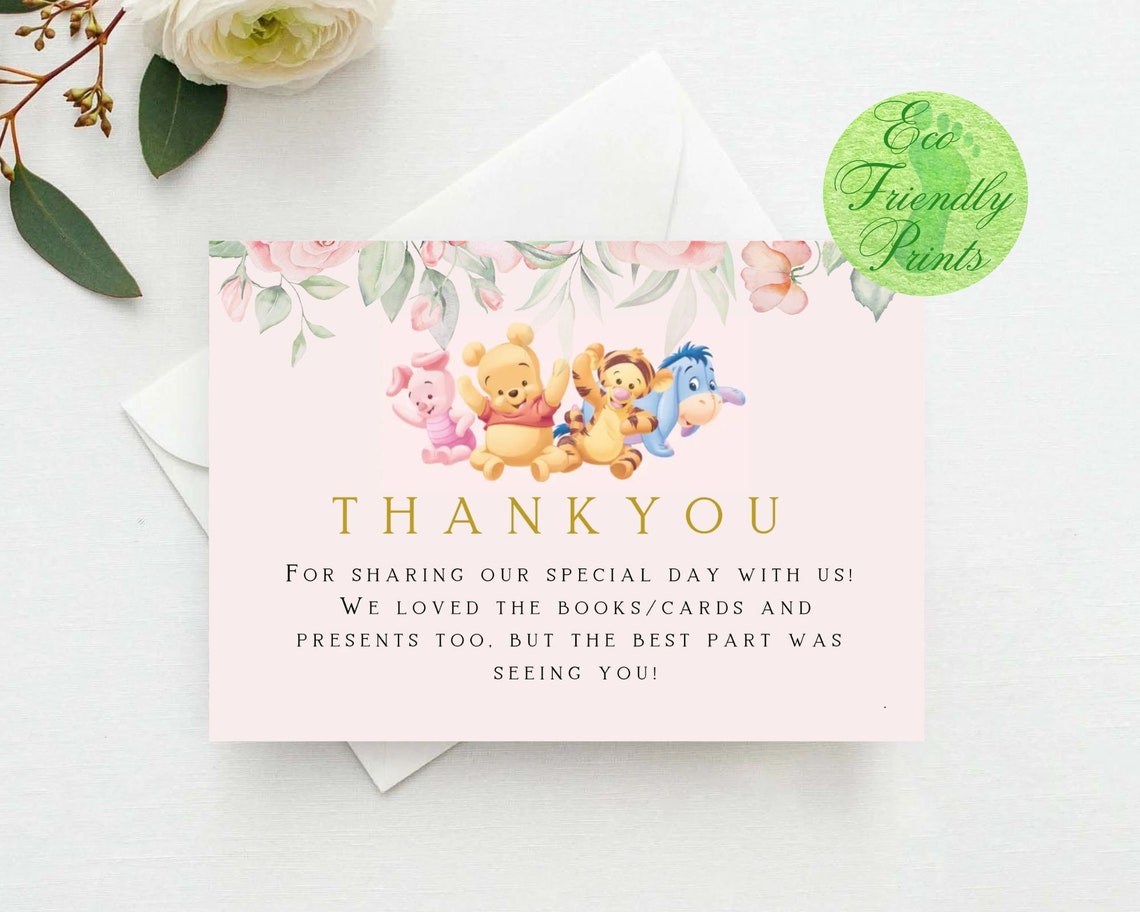 Winnie the Pooh Thank You Card, Thank You Card, Winnie the Pooh Baby ...