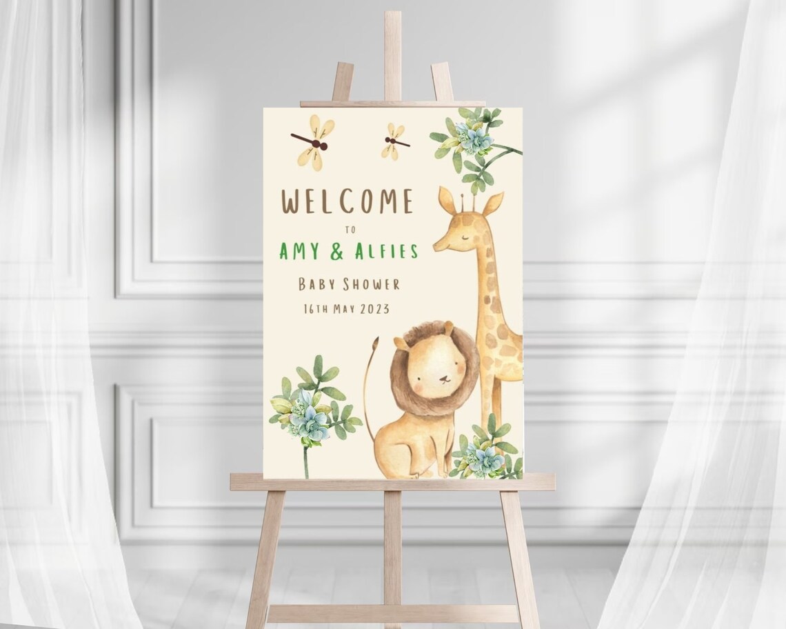 Safari Baby Shower Welcome Sign: Jungle Animals (printable Sign) - Etsy