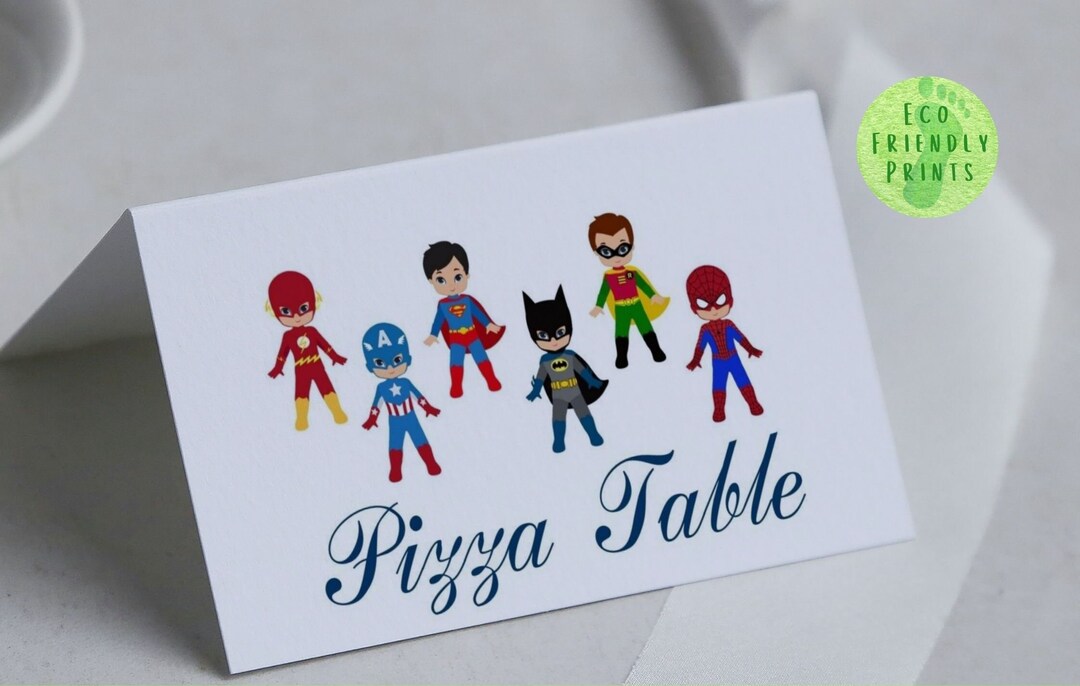 Editable Superhero Food Labels Superhero Folding Buffet Cards Place ...