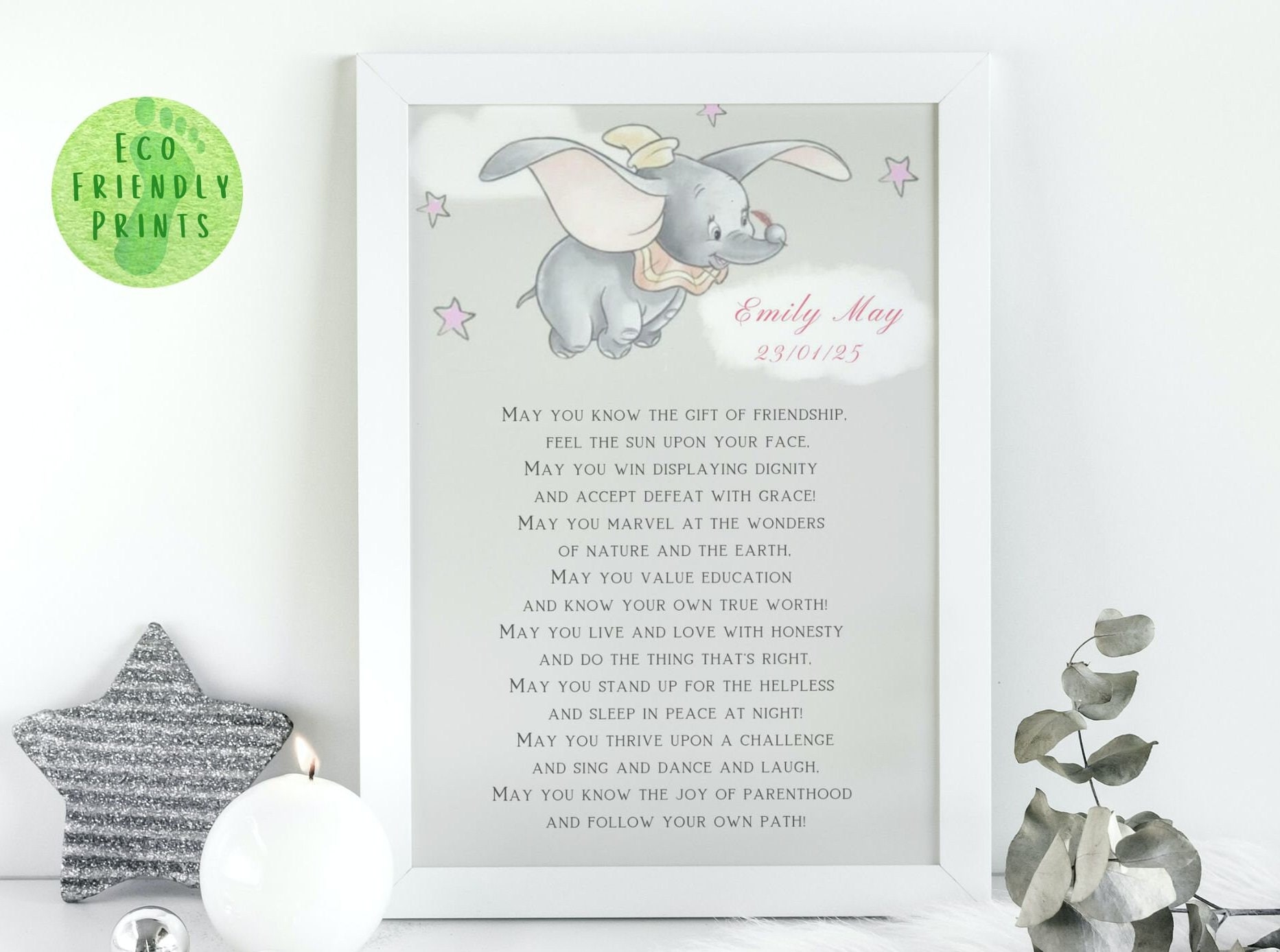 Dumbo Christening Poem Keepsake Personalised Christening Poem Gift ...