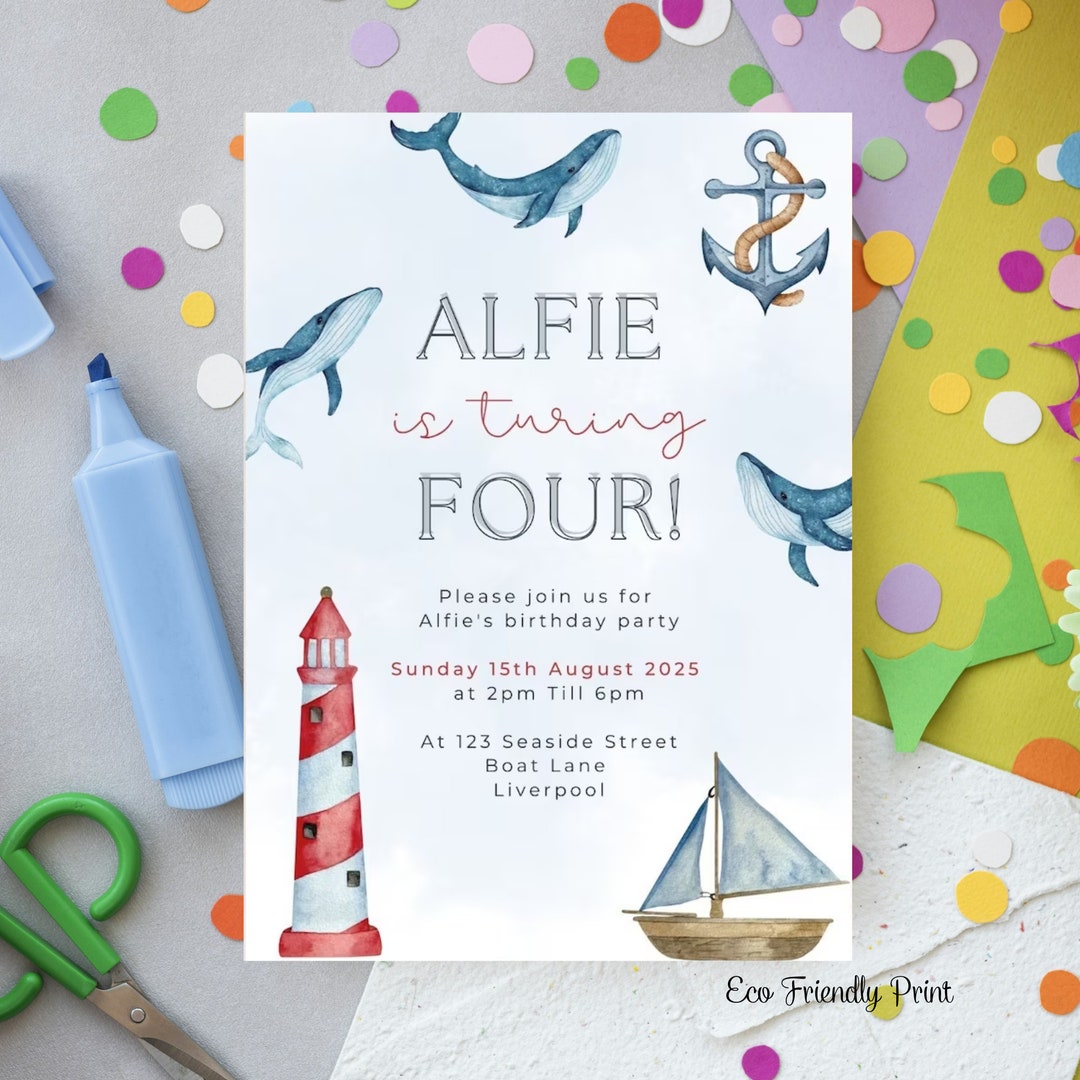 Shark Birthday Invitation, Boy Birthday Invite, Digital Printable ...