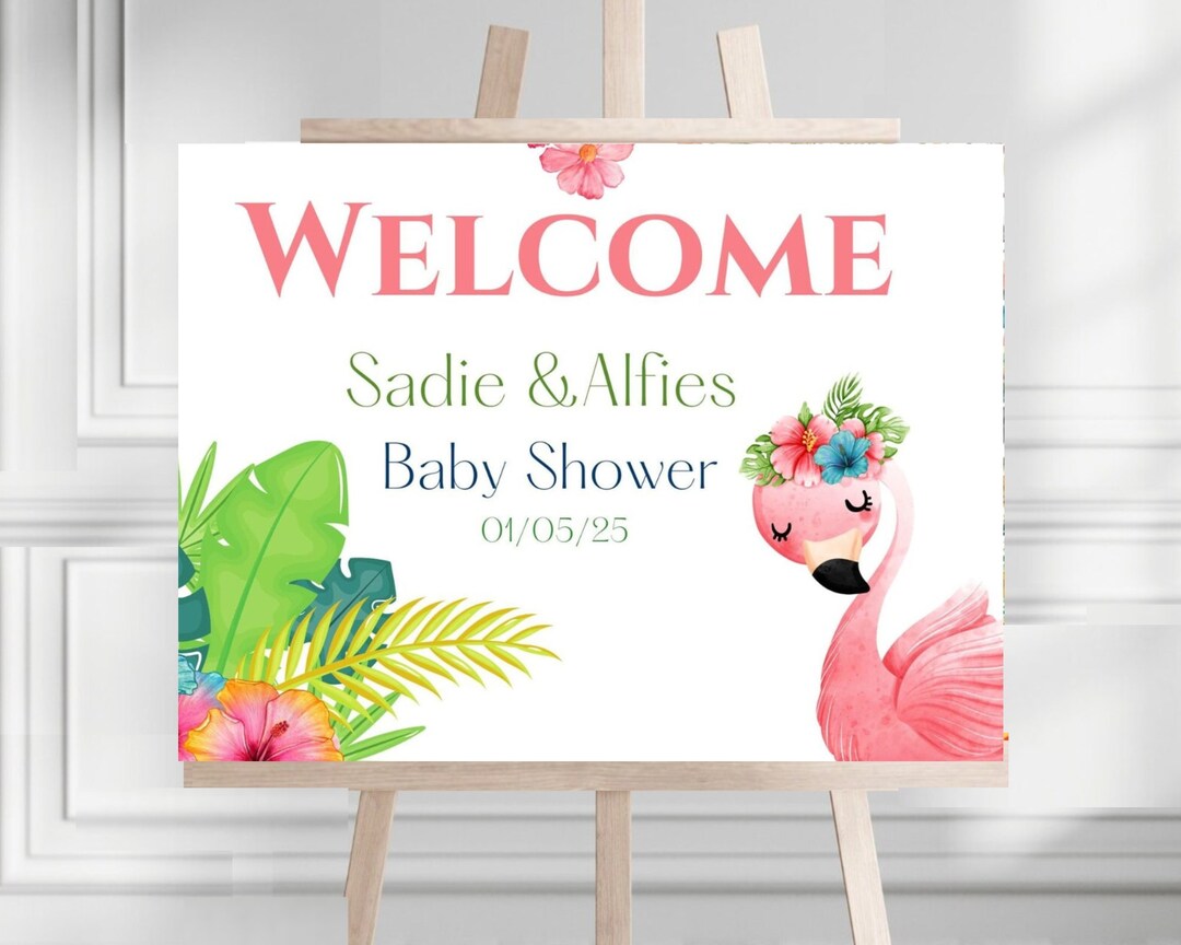Editable Floral Flamingo Baby Shower Welcome Sign (digital Download) - Etsy