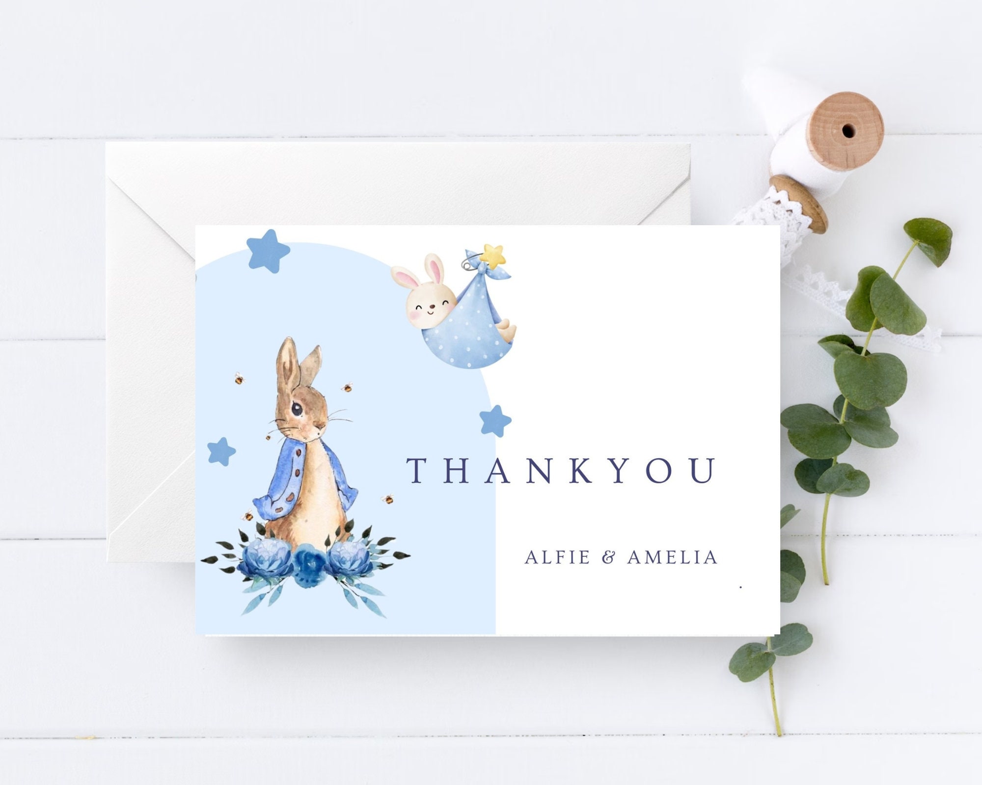 Blue Peter Rabbit Thank You Card Template, Peter Rabbit Printable ...