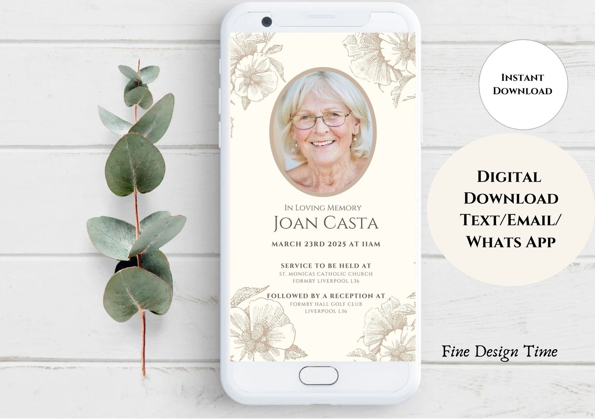 Funeral Evite, Digital Funeral Invitation, Electronic Funeral ...