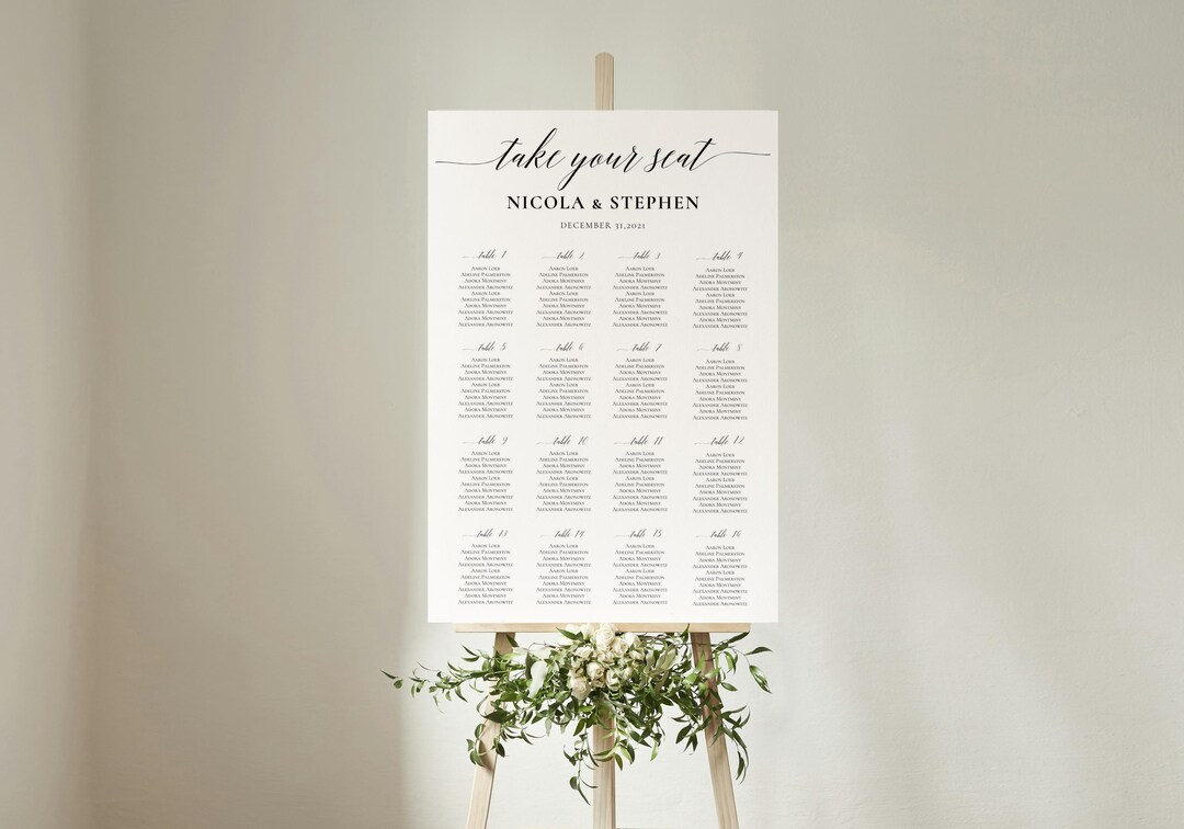 Minimalist Wedding Seating Plan Sign: Modern Table Map (digital ...