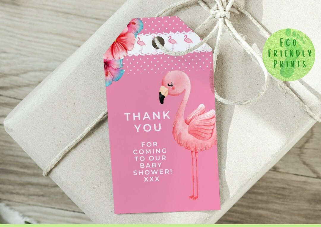 Flamingo Baby Shower Favor Tag Girl Pink Flamingo Party Decoration ...