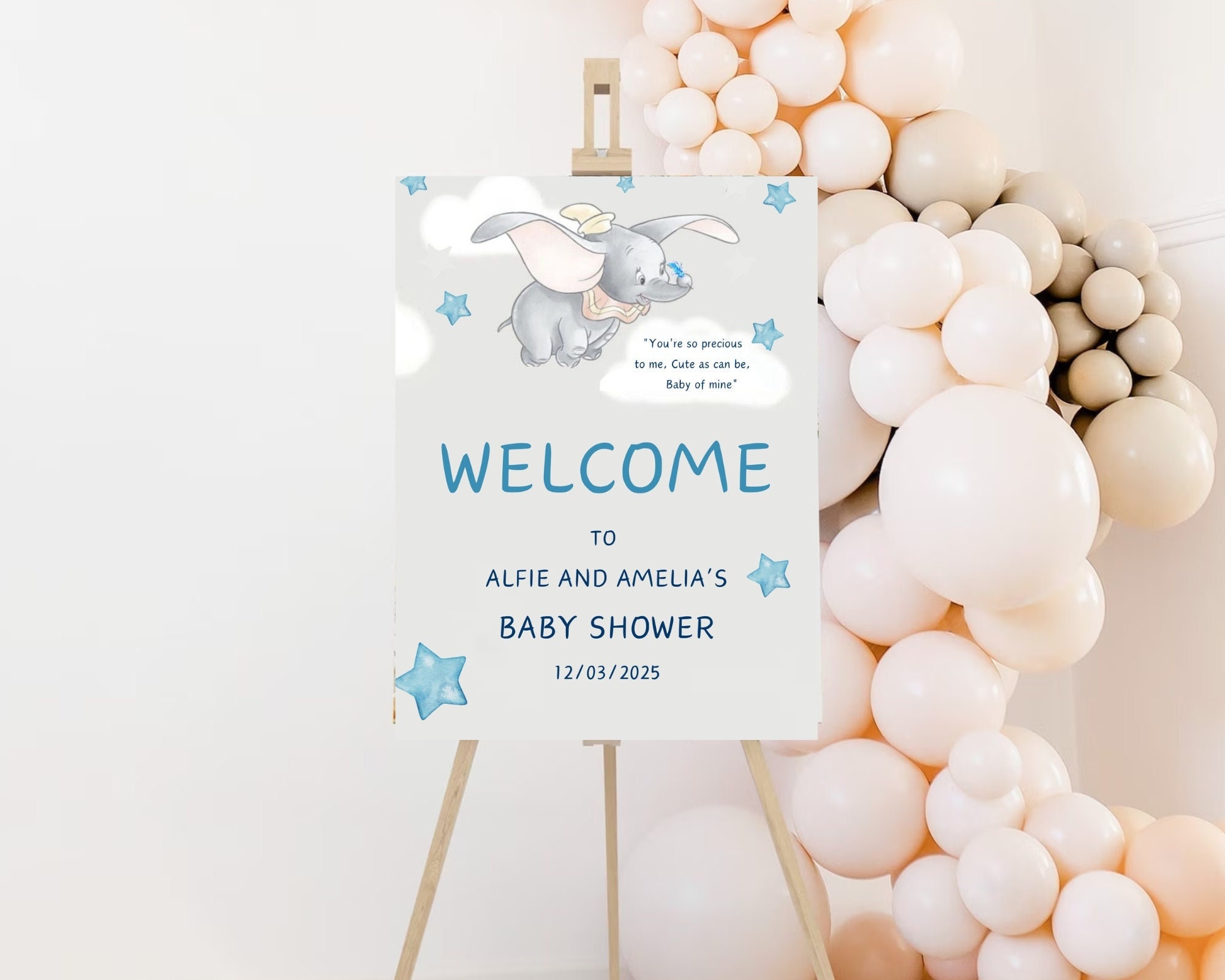 Editable Dumbo Baby Shower Welcome Sign Boy Dumbo Party Dumbo Decor ...