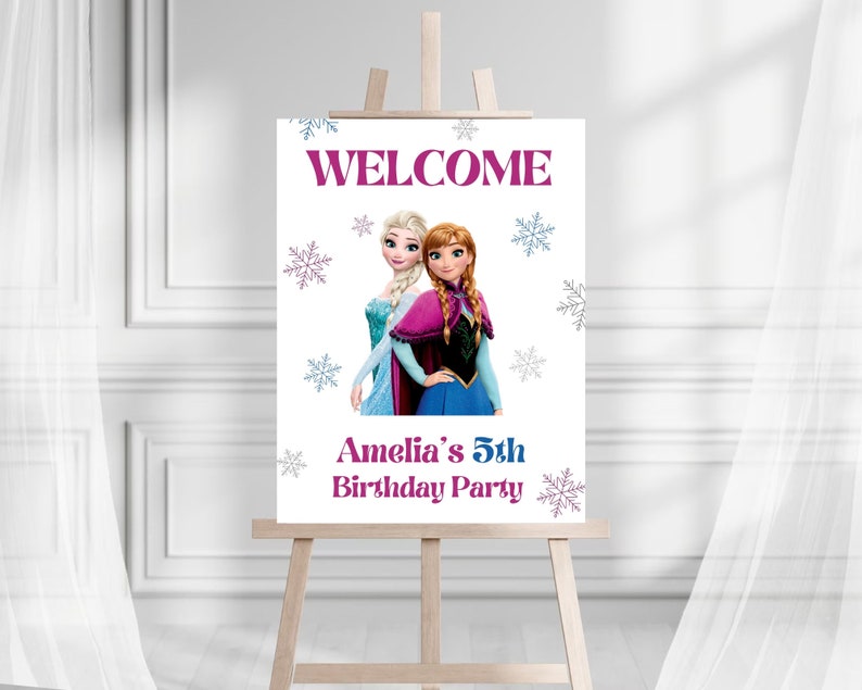 Editable Frozen Birthday Welcome Sign: Elsa Party Decor (PRINTABLE ...