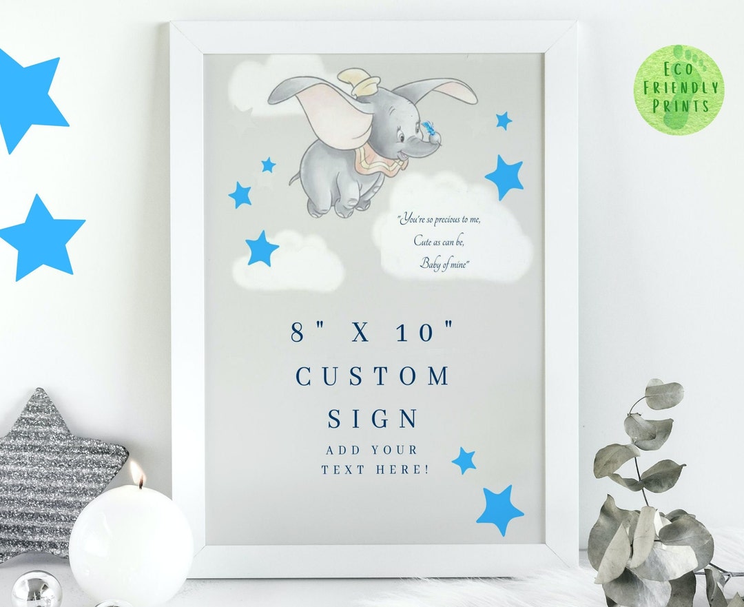 Blue Dumbo Baby Shower Sign Template: Editable Printable (8x10" PDF) - Etsy