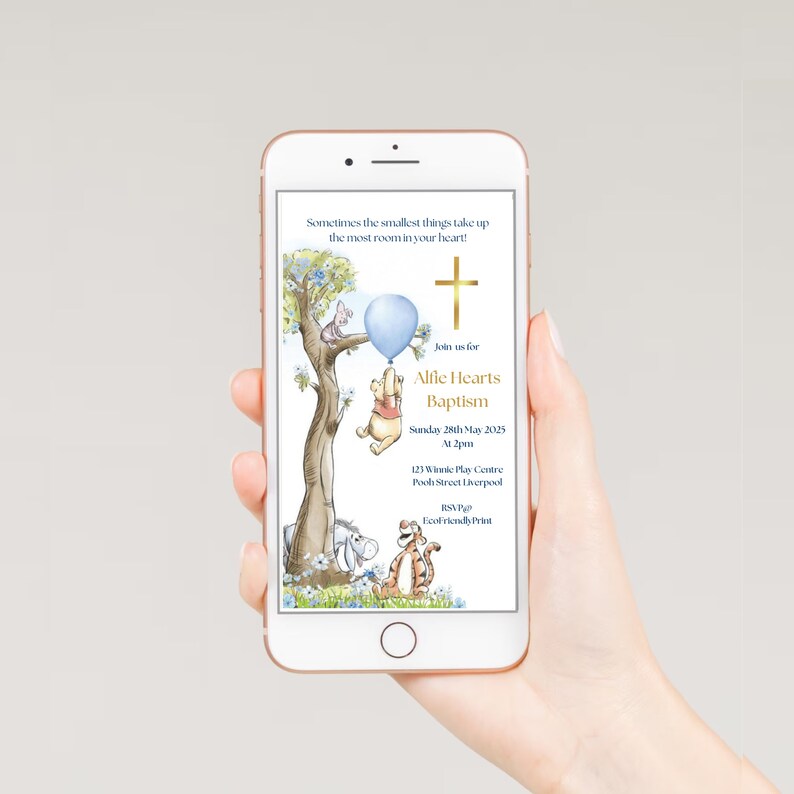 Invitación de bautismo editable de Winnie the Pooh y plantillas Evite ...