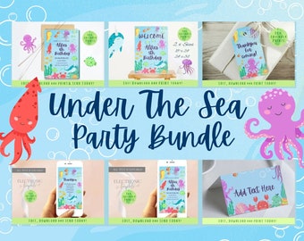 Under the Sea Birthday Invitation Template, Editable Ocean Animal Party ...