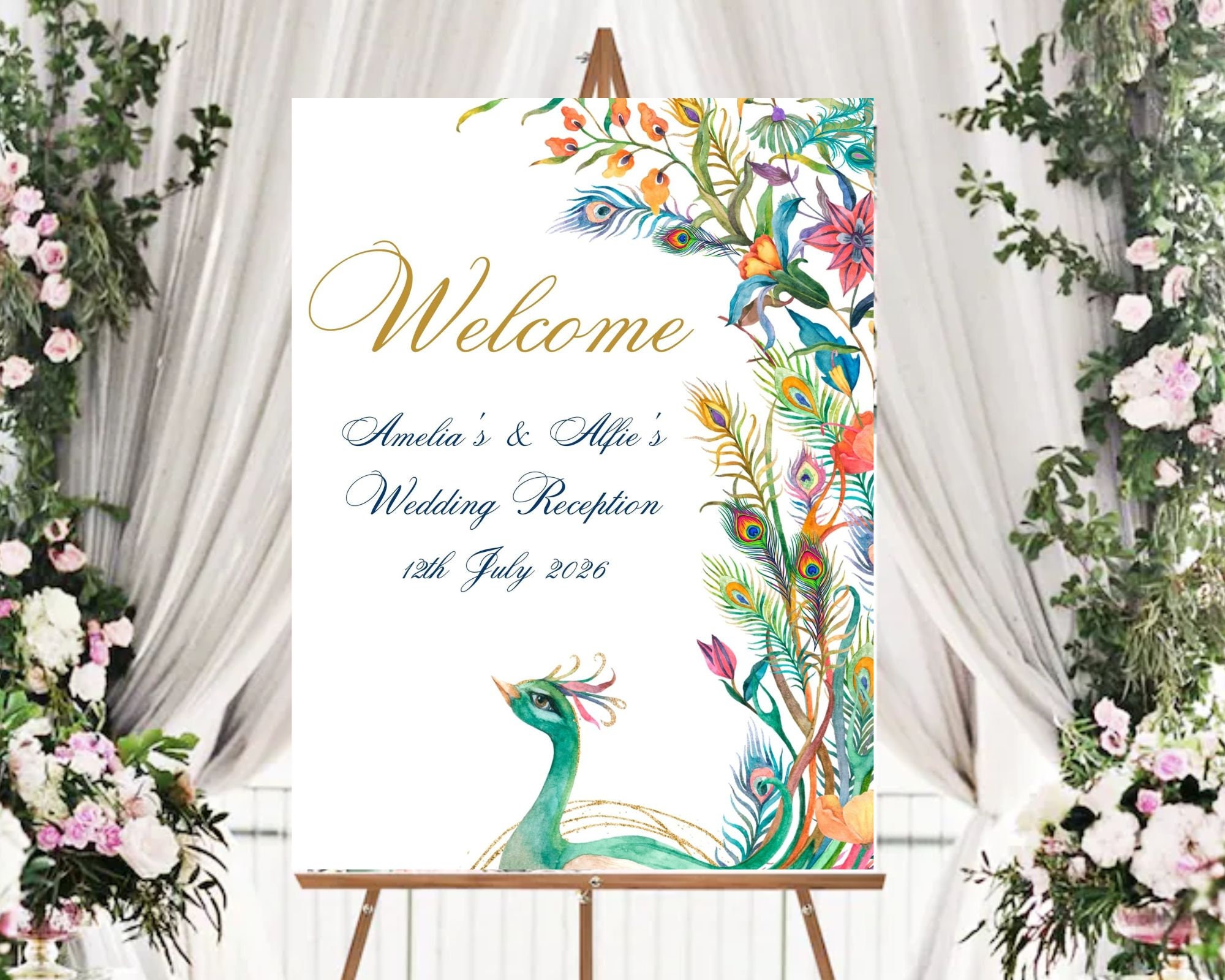 Editable Peacock Welcome Sign Peacock Birthday Girl Peacock Party Decor ...