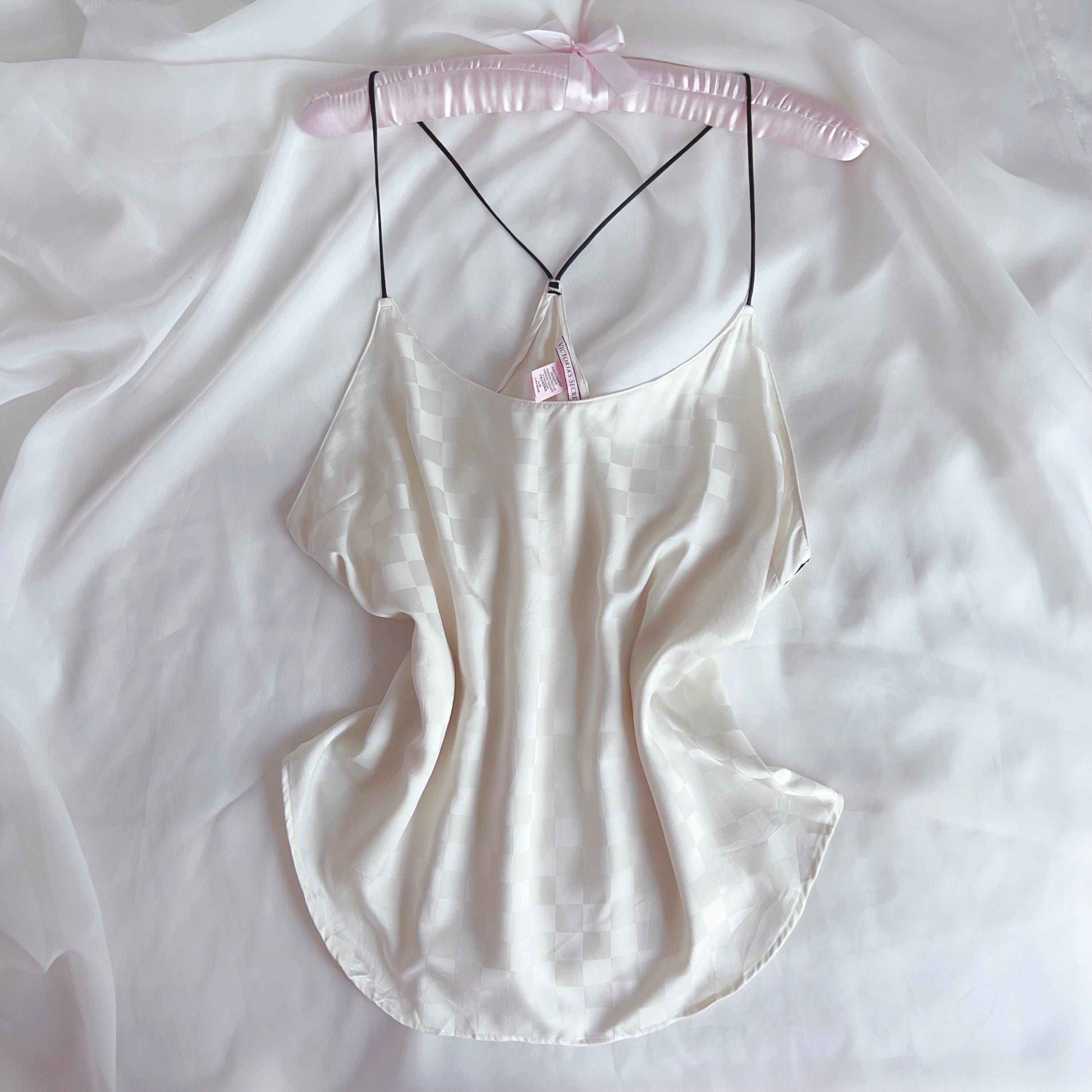 Sz L 00s ‘victoria’s Secret’ Cream Cami Top Silky Satin Negligee ...