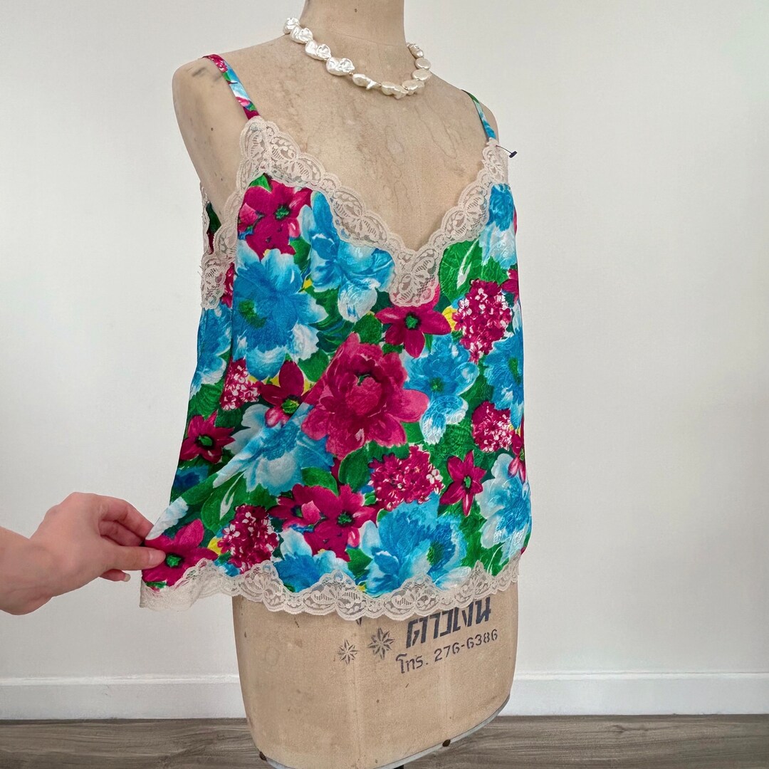 Sz M Vintage Victoria’s Secret Gold Label Lace Cami Top Water Color ...