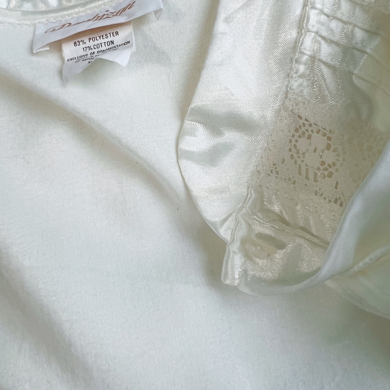 Sz M Vintage ‘babizon’ Ivory White Cotton Negligee Long Sleeve Dress ...