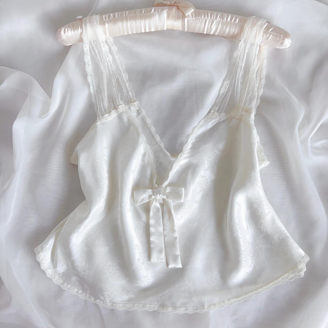 Sz ML Vintage ‘victoria’s Secret’ Ivory Lace Silky Satin Tank Top ...