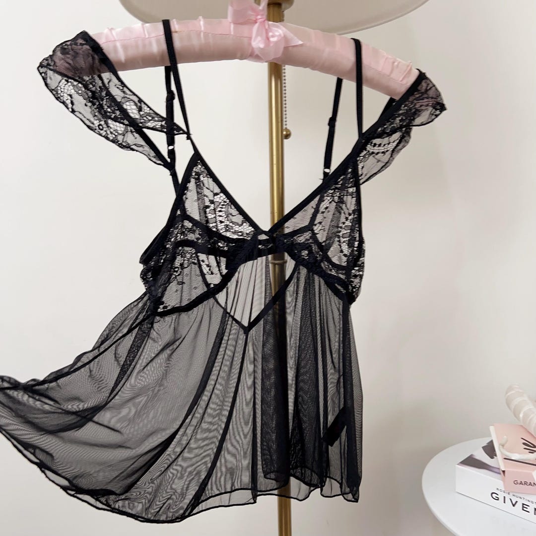 M/L Y2K Black Floral Lace Stretch Mesh Tank Top, Sheer Cami Crop Top ...