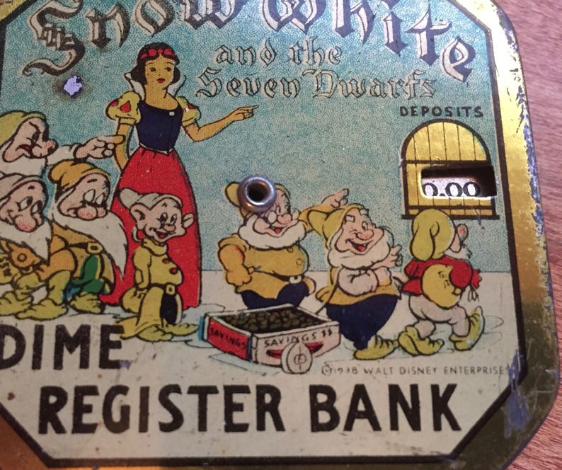 Vintage 1938 Snow White Dime Bank – Disney Collector's Tin - Etsy