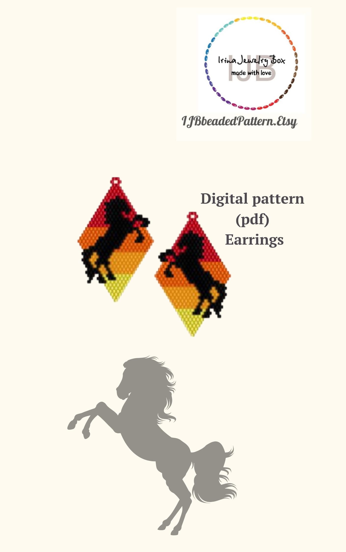 Horse Earrings Beaded Pattern: Brick Stitch (PDF Download) - Etsy