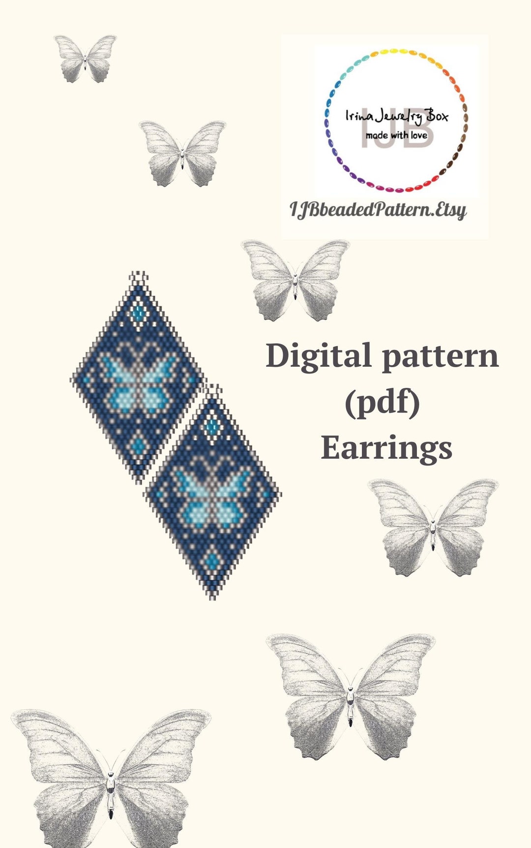 Moth Earrings Beading Pattern: Miyuki Seed Bead Brick Stitch (PDF) - Etsy