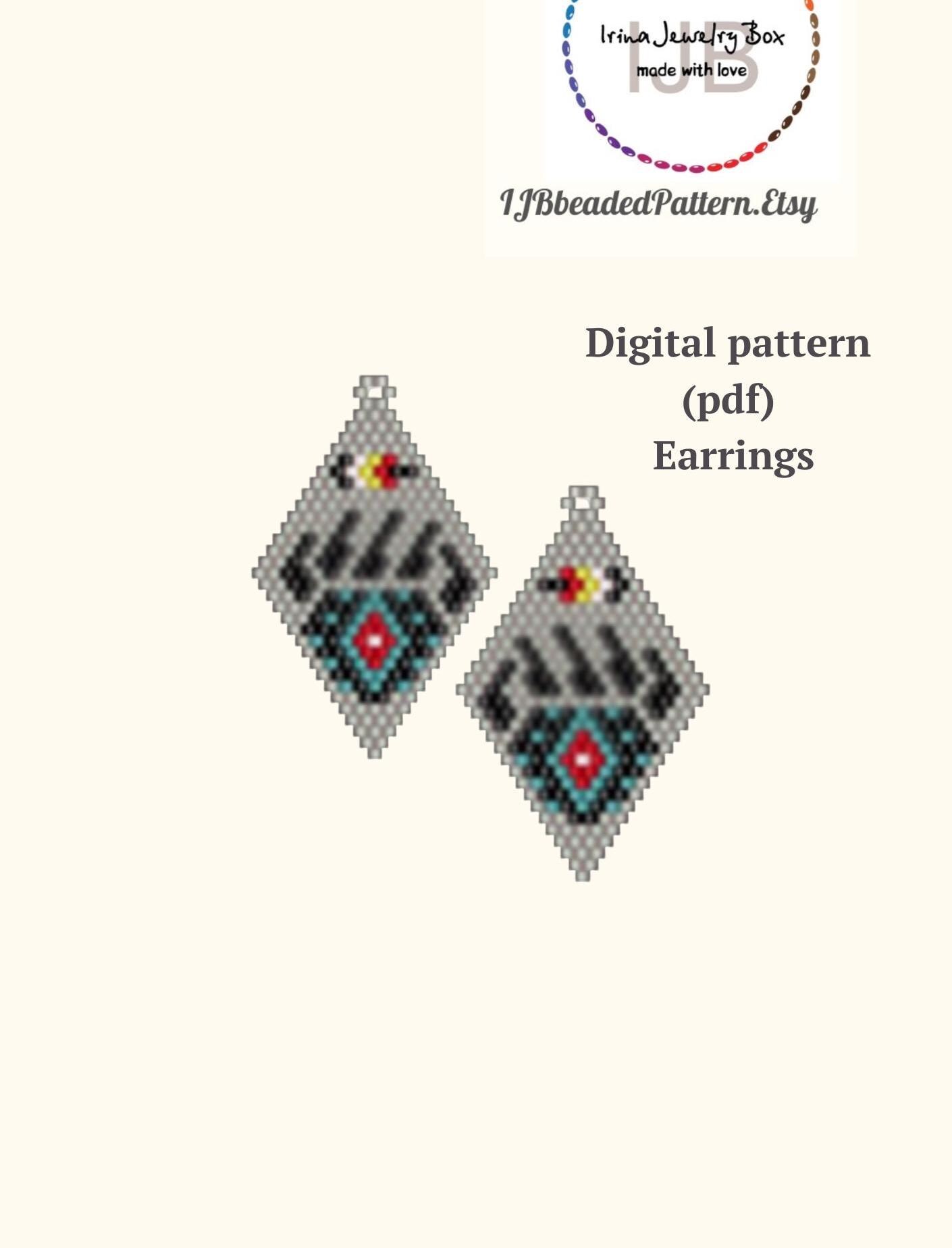 Bear Paw Earrings Beaded PDF Pattern, Bear and Feather Earrings Pattern ...