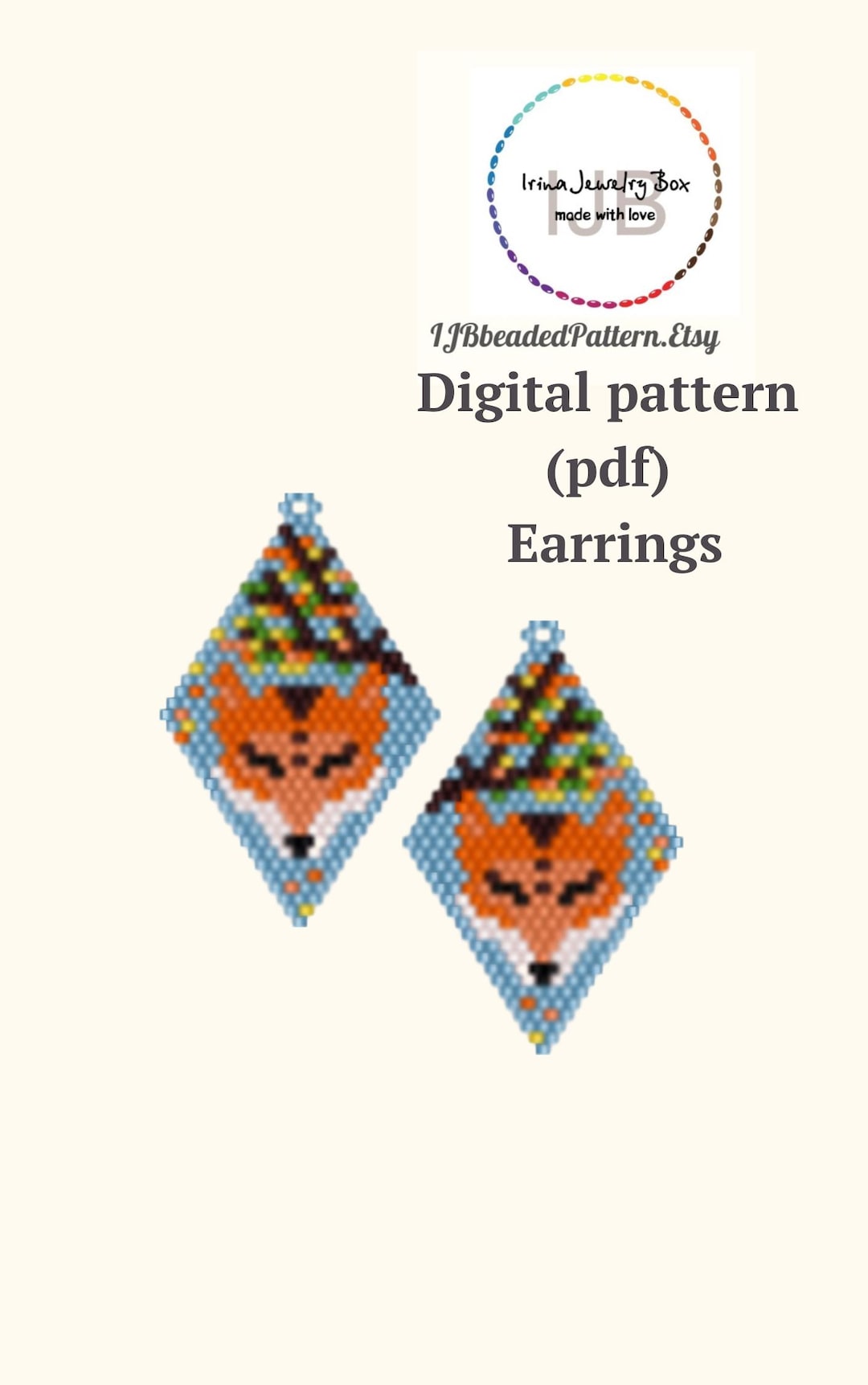 Fox Earrings Beading Pattern, PDF Brick Stitch Pattern, Autumn Forest ...
