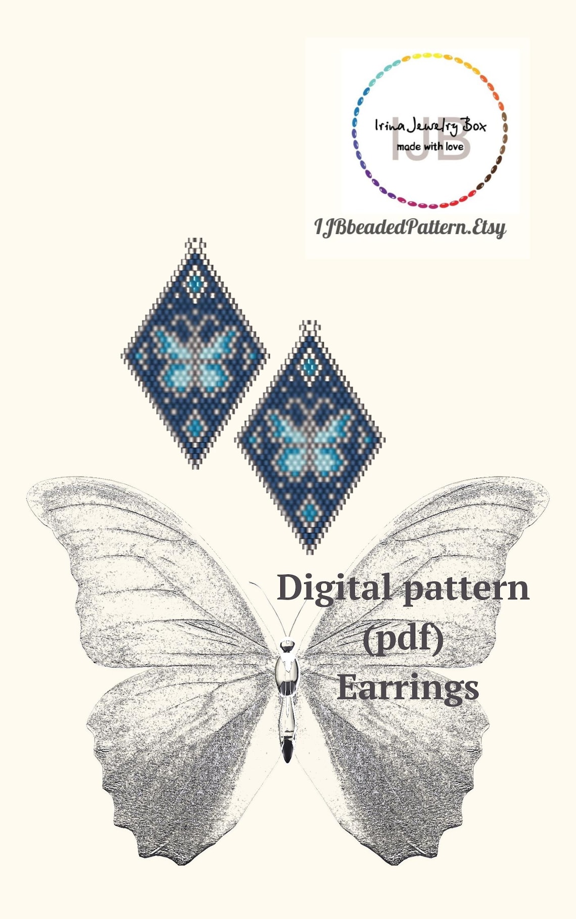 Moth Earrings Beading Pattern: Miyuki Seed Bead Brick Stitch (PDF) - Etsy