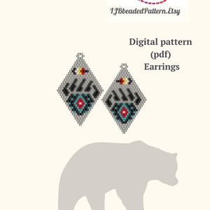 Bear Paw Earrings Beaded PDF Pattern, Bear and Feather Earrings Pattern, Brick Stitch Beading ...