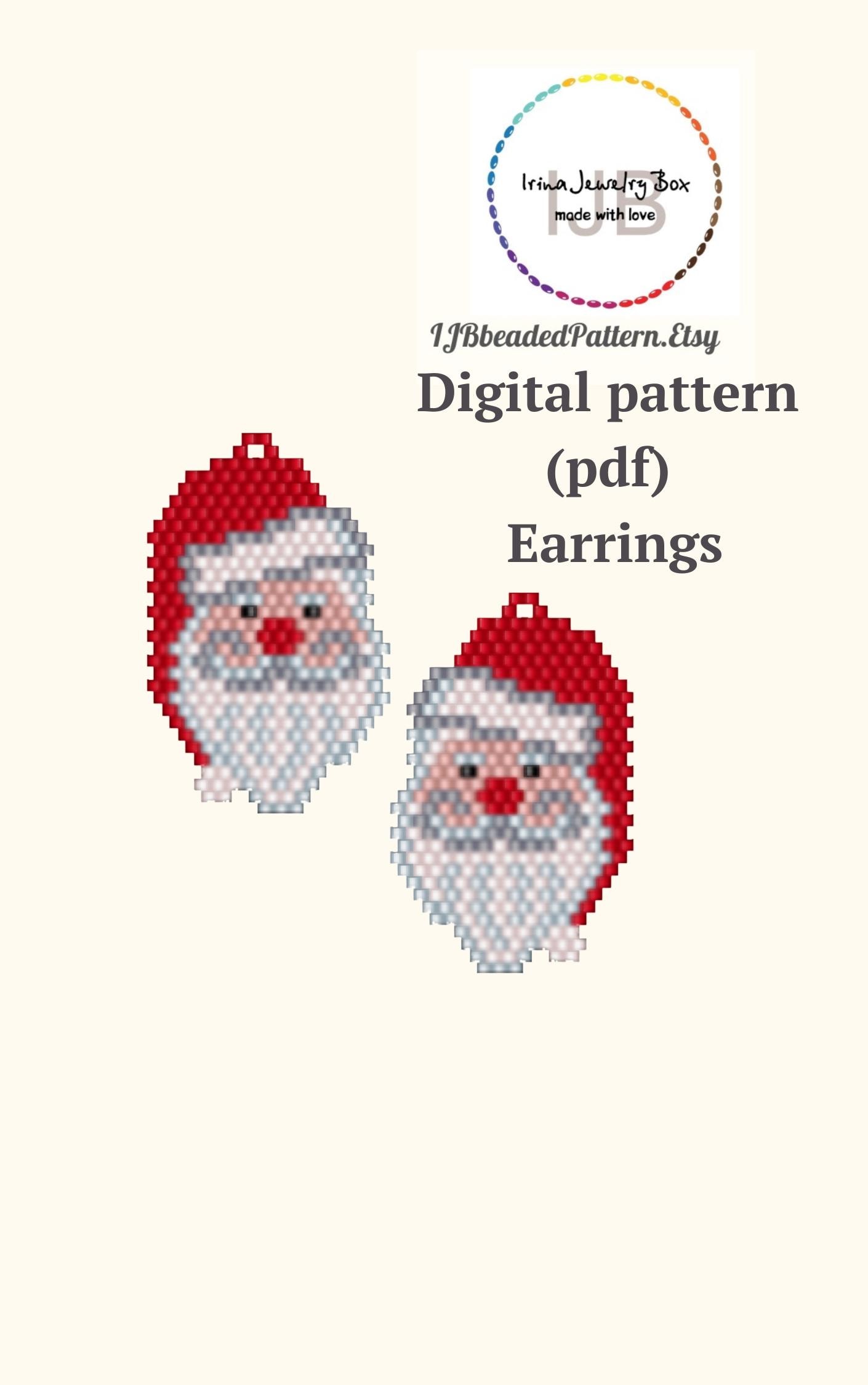 Santa Claus Earrings Beading Pattern: Christmas Brick Stitch (PDF) - Etsy